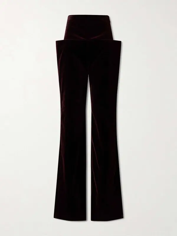 Alaïa High-rise Cotton-velour Trousers - Plum