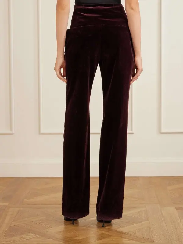Alaïa High-rise Cotton-velour Trousers - Plum