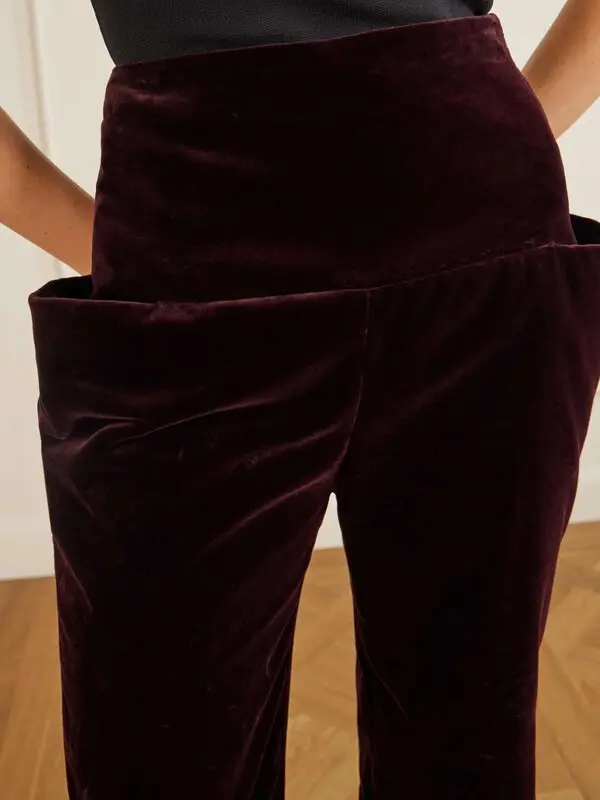 Alaïa High-rise Cotton-velour Trousers - Plum