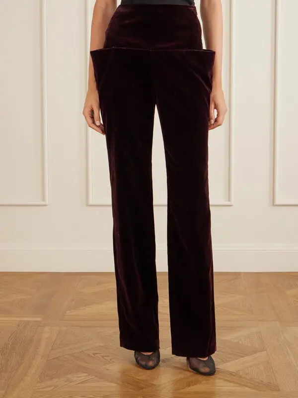 Alaïa High-rise Cotton-velour Trousers - Purple