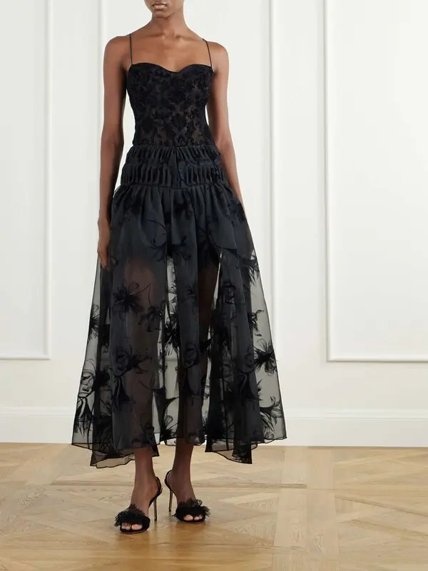 PAULINE DUJANCOURT Velvet Lace Bodysuit
