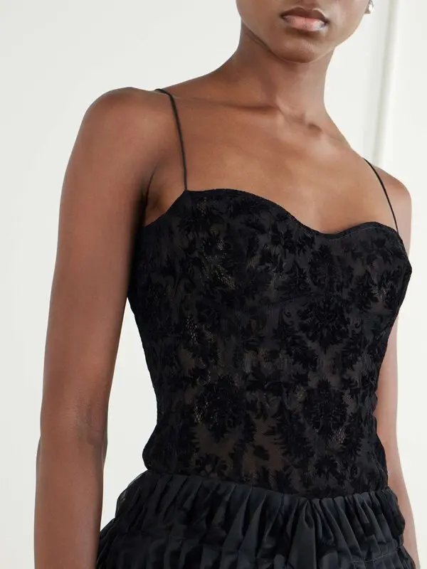 PAULINE DUJANCOURT Velvet Lace Bodysuit