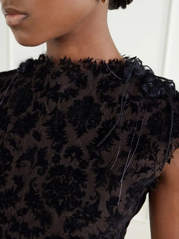 PAULINE DUJANCOURT Najia Asymmetric Lace Midi Dress - Dark Brown