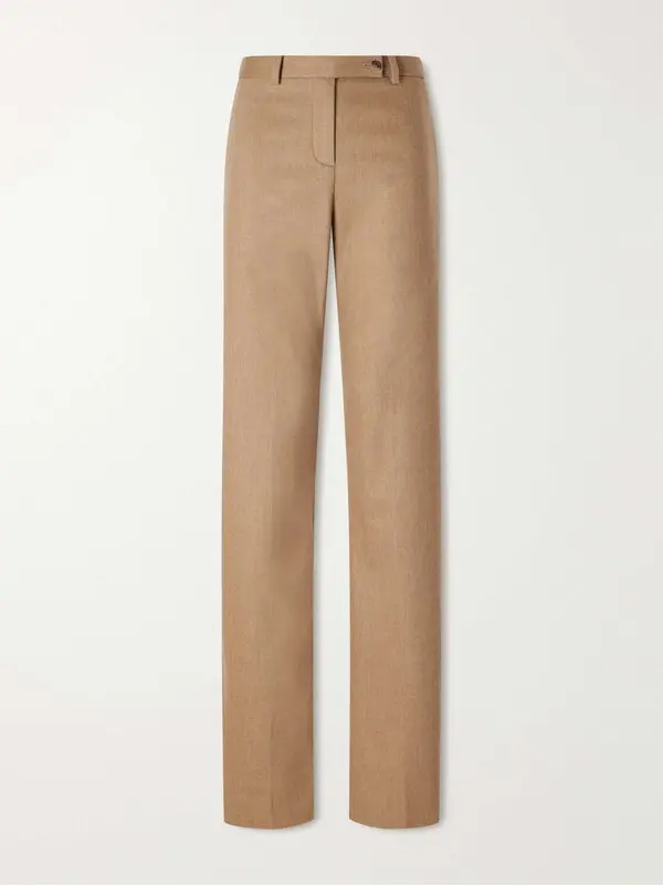 Khaite Hunter Wool And Cashmere-blend Straight-leg Pants - Beige