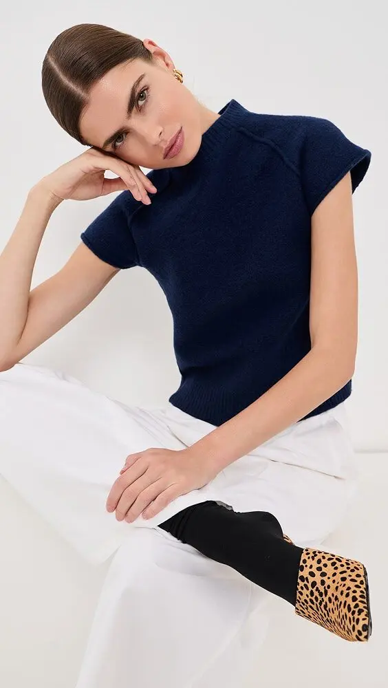 JIL SANDER Kimono Sleeve Wool Top - Nightfall