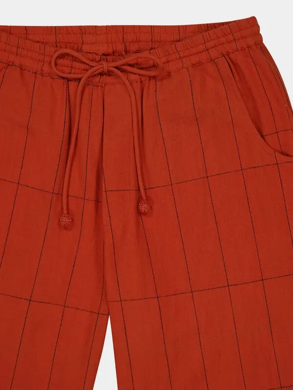 BAZISZT Baziiszt Hand-woven Cotton Plaid Pants