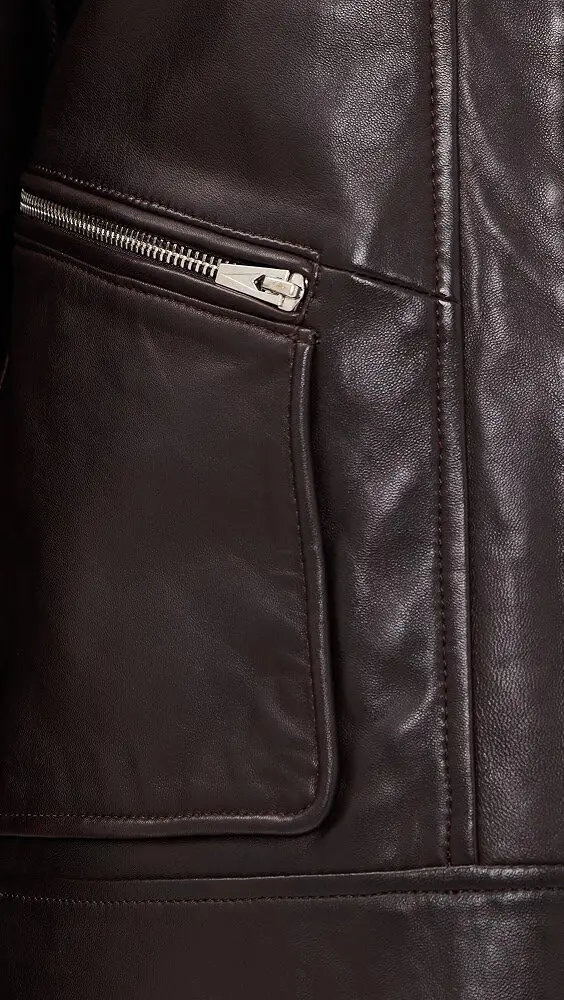 REFORMATION Veda Harrison Leather Oversized Bomber Jacket