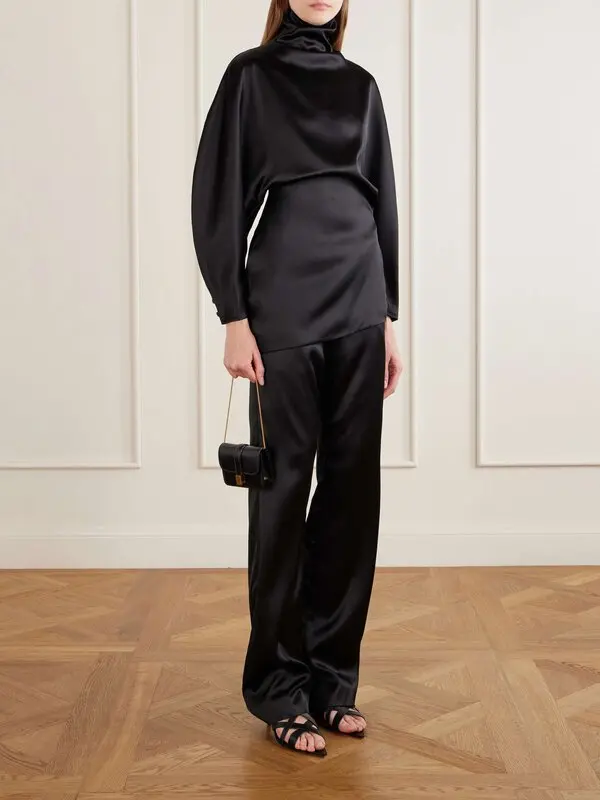 Khaite Harlow Gathered Satin Blouse