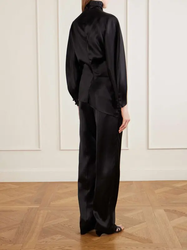 Khaite Harlow Gathered Satin Blouse