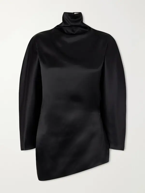 Khaite Harlow Gathered Satin Blouse - Black