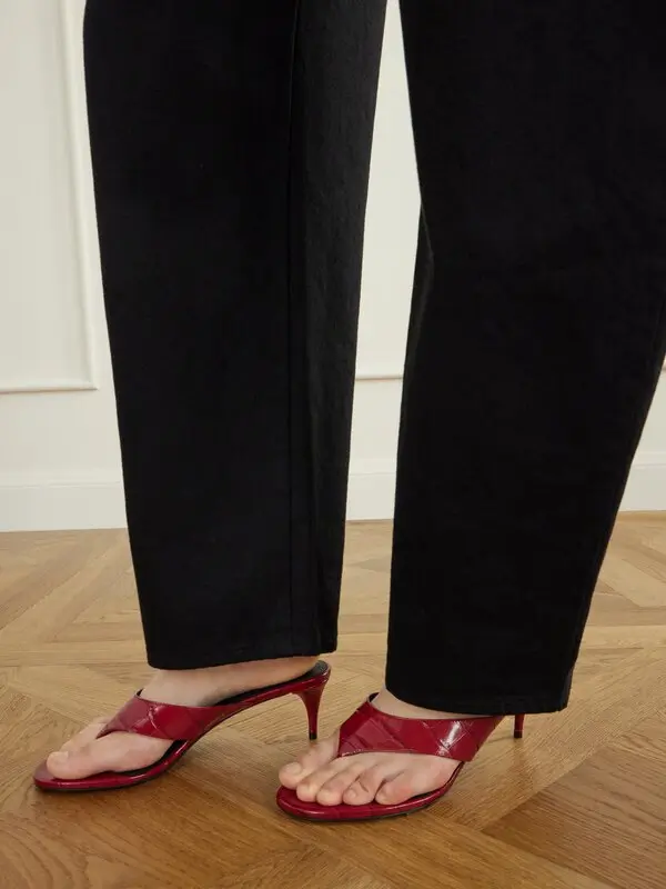 Alaïa Infra 55 Croc-effect Leather Sandals - Red