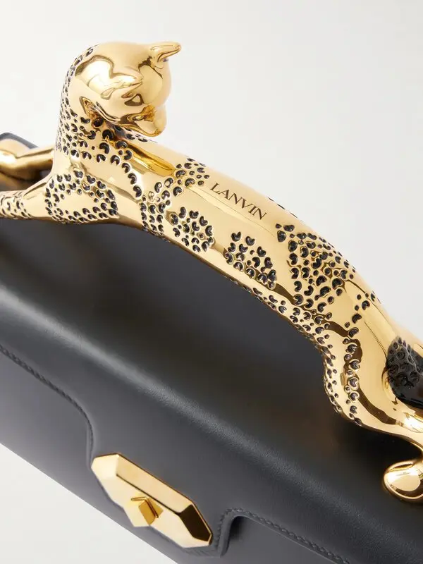 LANVIN Pencil Cat Leather Clutch