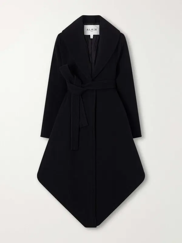 Alaïa Belted Draped Virgin Wool Coat