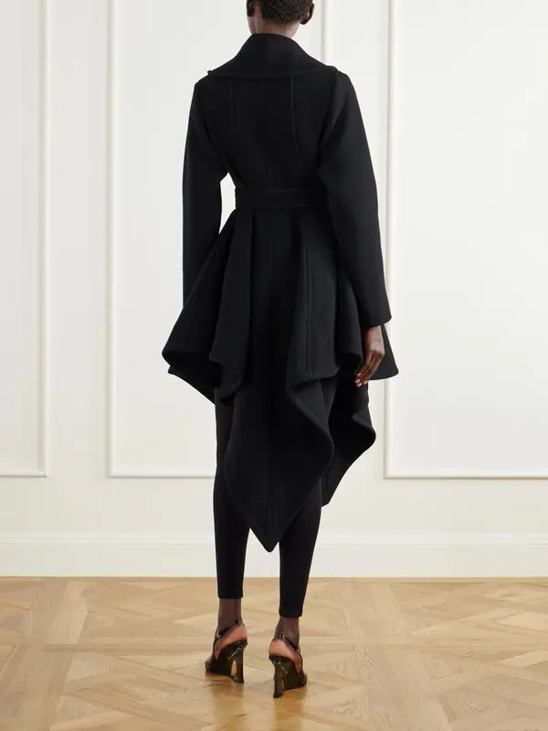 Alaïa Belted Draped Virgin Wool Coat
