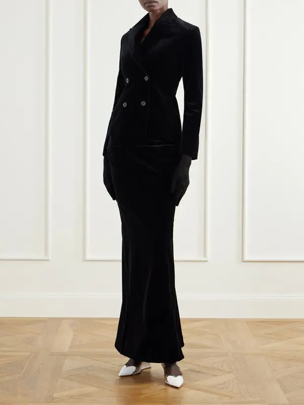 Alaïa Cotton-velvet Midi Skirt