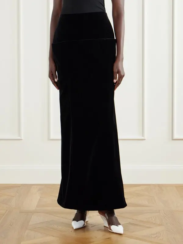 Alaïa Cotton-velvet Midi Skirt