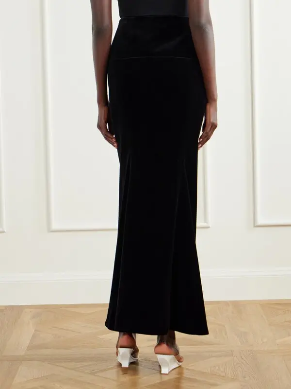 Alaïa Cotton-velvet Midi Skirt