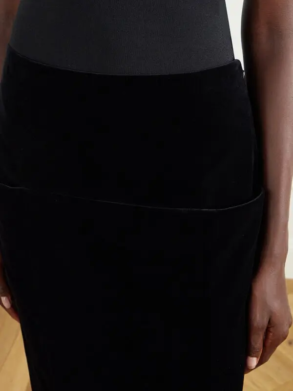 Alaïa Cotton-velvet Midi Skirt