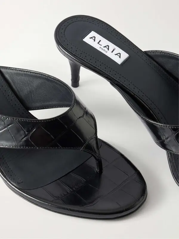 Alaïa Infra 55 Croc-effect Leather Sandals