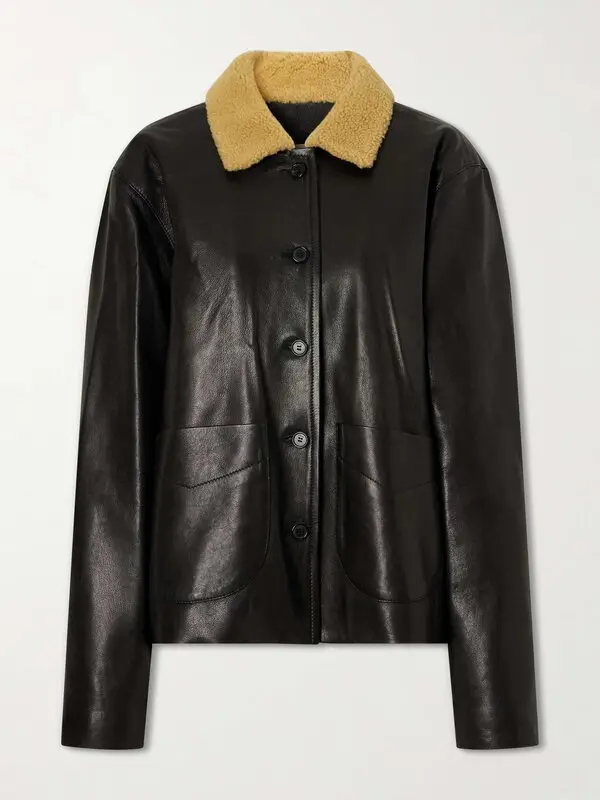 Khaite Wilson Leather And Shearling-trimmed Jacket