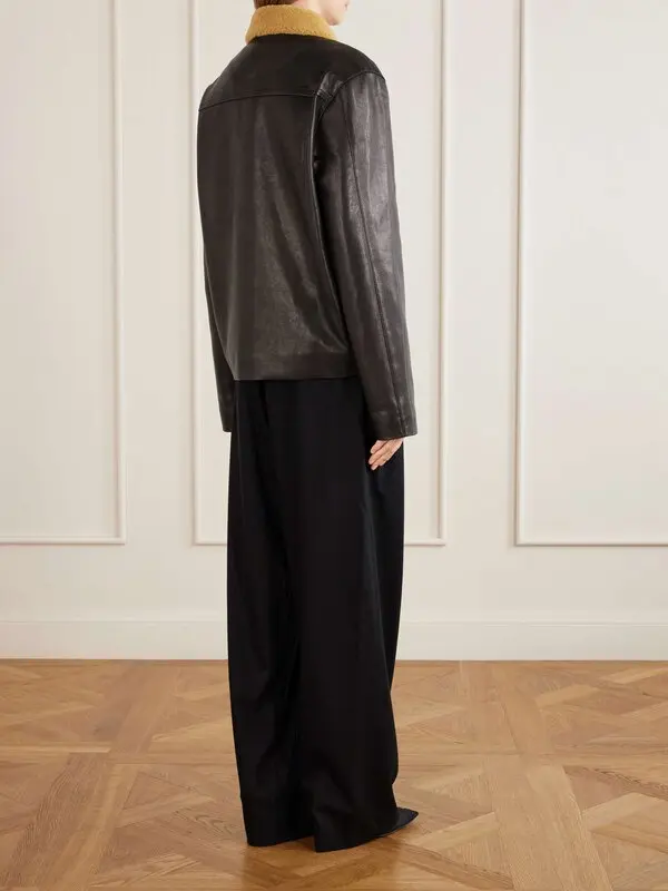 Khaite Wilson Leather And Shearling-trimmed Jacket