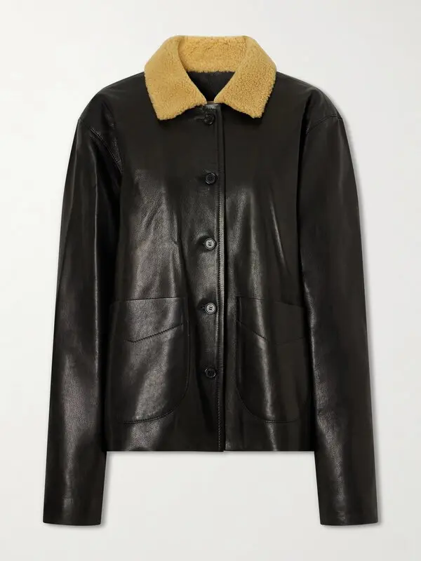 Khaite Wilson Leather And Shearling-trimmed Jacket - Black