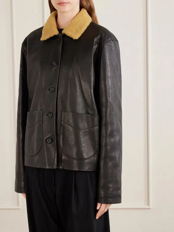 Khaite Wilson Leather And Shearling-trimmed Jacket