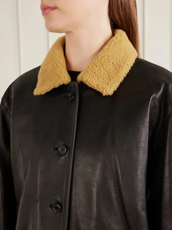 Khaite Wilson Leather And Shearling-trimmed Jacket