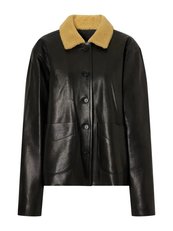 Khaite Wilson Leather And Shearling-trimmed Jacket - Black