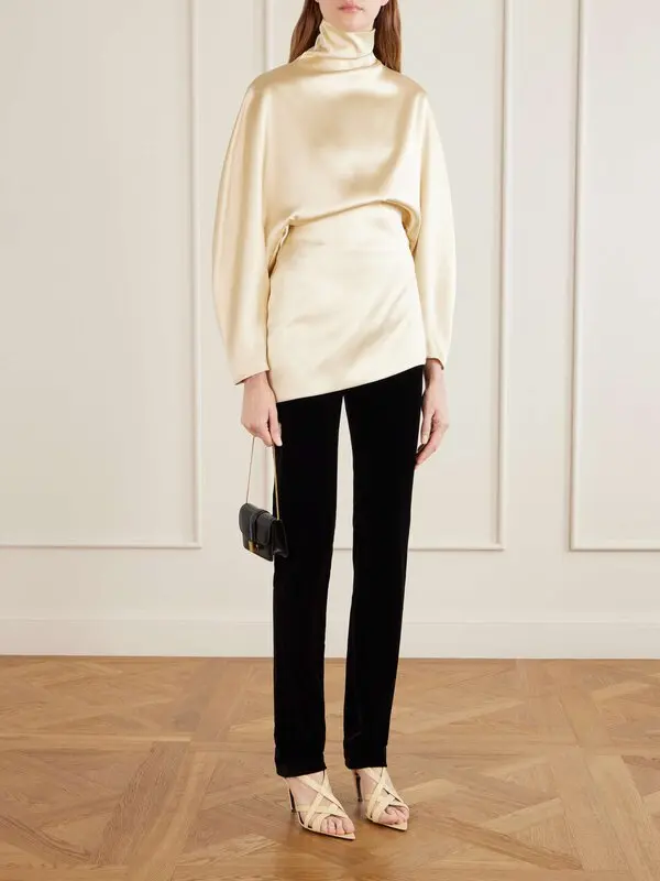 Khaite Harlow Draped Satin Blouse