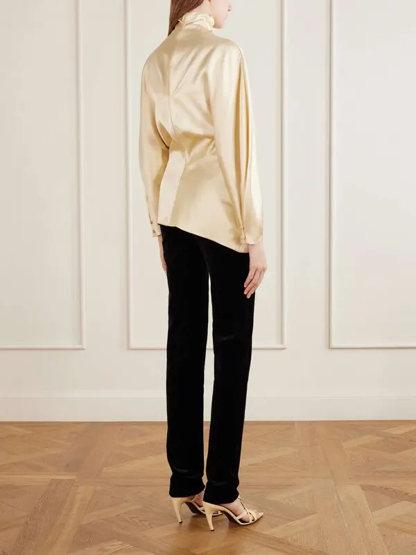 Khaite Harlow Draped Satin Blouse
