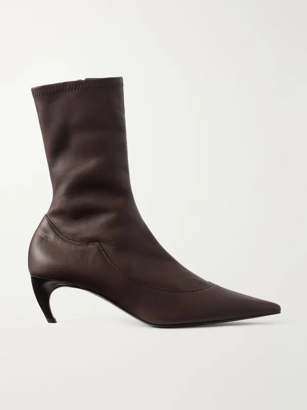 Khaite Valerie Leather Ankle Boots - Brown