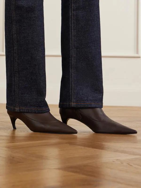 Khaite Valerie Leather Ankle Boots