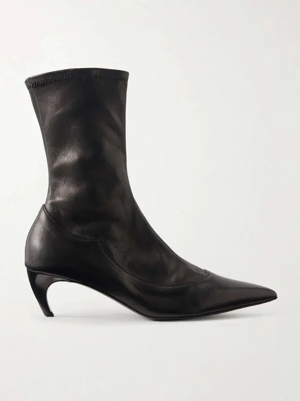Khaite Valerie 55 Leather Ankle Boots - Black