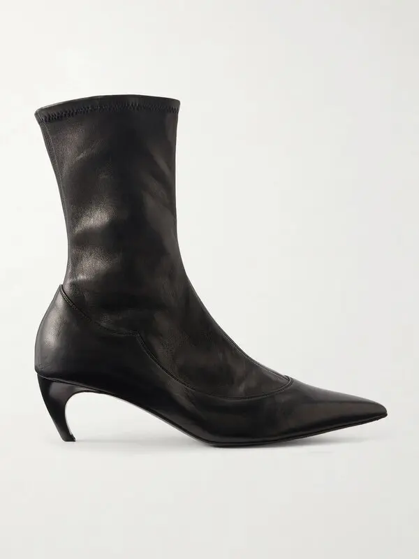 Khaite Valerie 55 Leather Ankle Boots - Black