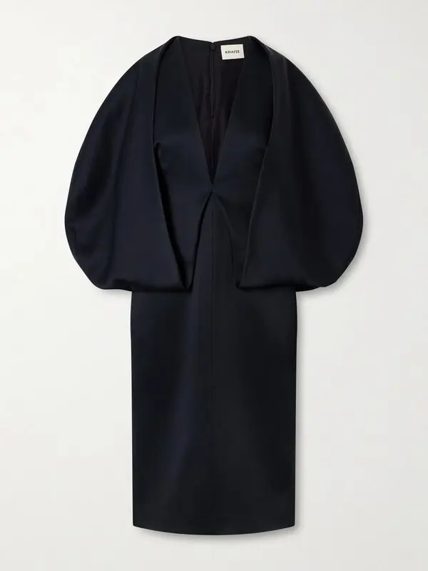 Khaite Dakota Crepe-satin Midi Dress - Black