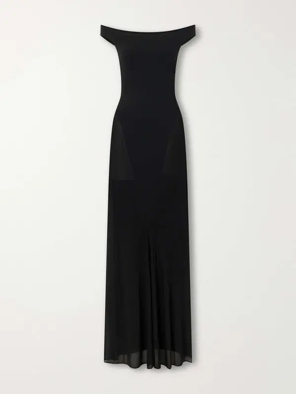 Alaïa Draped Jersey Midi Dress - Black
