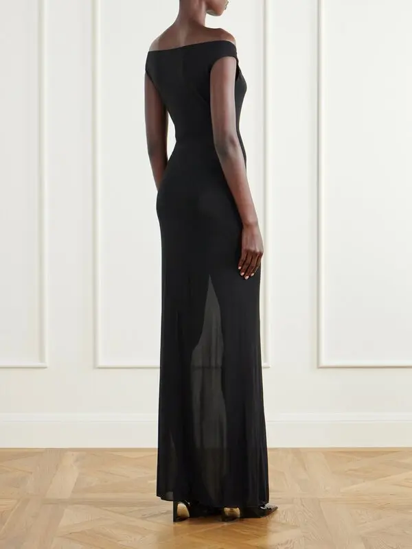 Alaïa Draped Jersey Midi Dress - Black