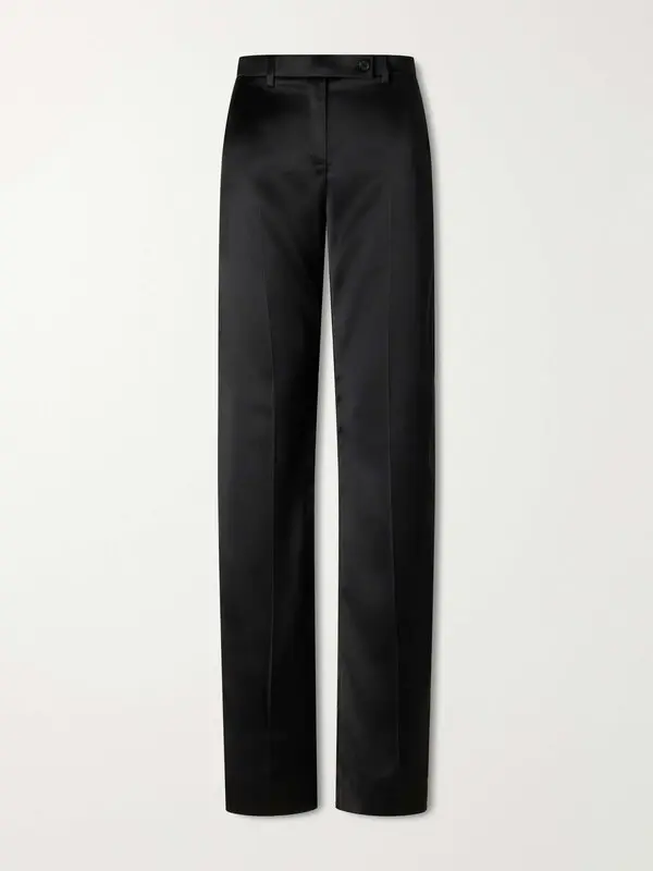 Khaite Hunter Pleated Satin Straight-leg Pants