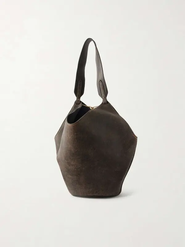 Khaite Lotus Leather Small Tote Bag - Black