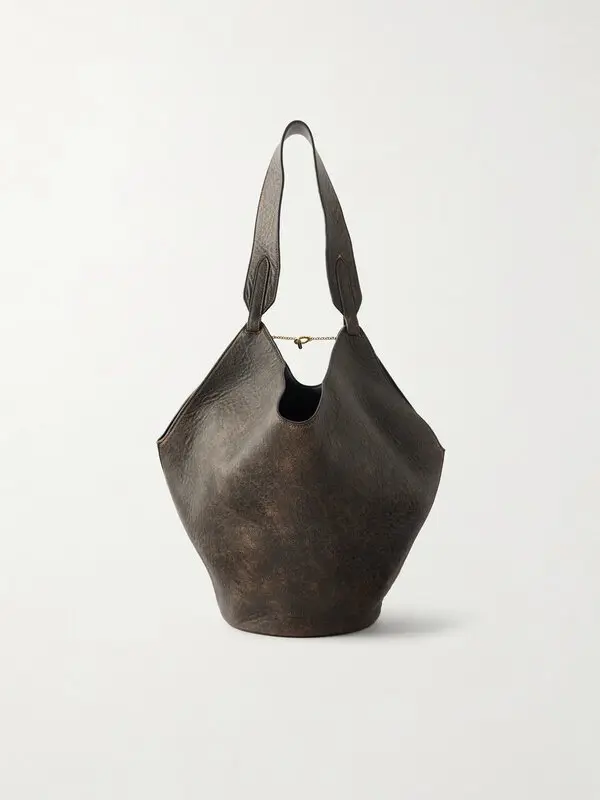 Khaite Lotus Leather Small Tote Bag - Black