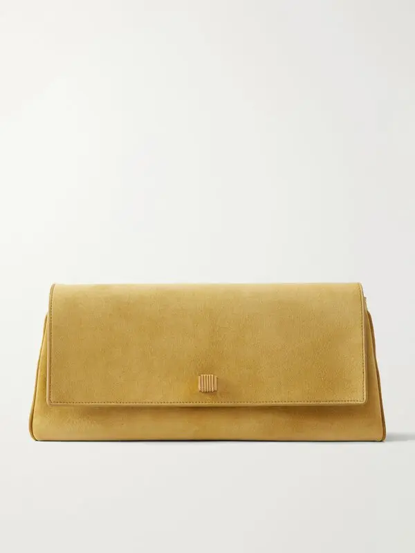 Khaite Audrey Suede Clutch - Yellow