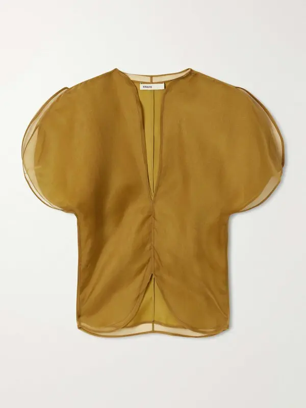 Khaite Briar Silk Blouse - Chartreuse