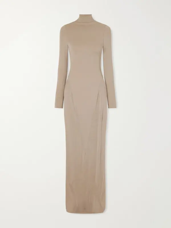 Alaïa Stretch-jersey Turtleneck Midi Dress - Brown