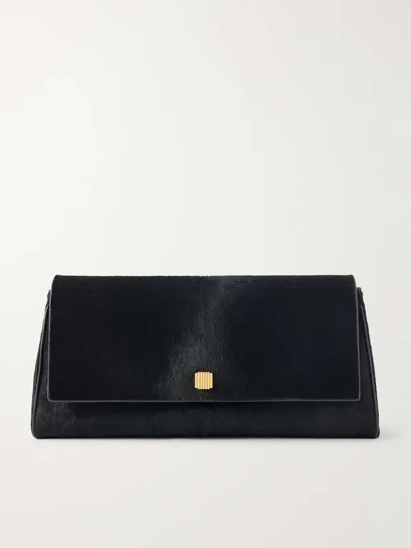 Khaite Audrey Calf Hair Clutch - Black