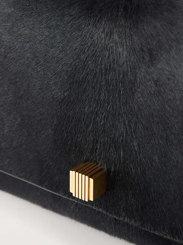 Khaite Audrey Calf Hair Clutch - Black