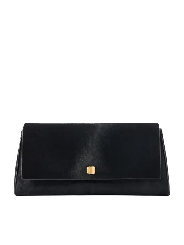 Khaite Audrey Calf Hair Clutch - Black