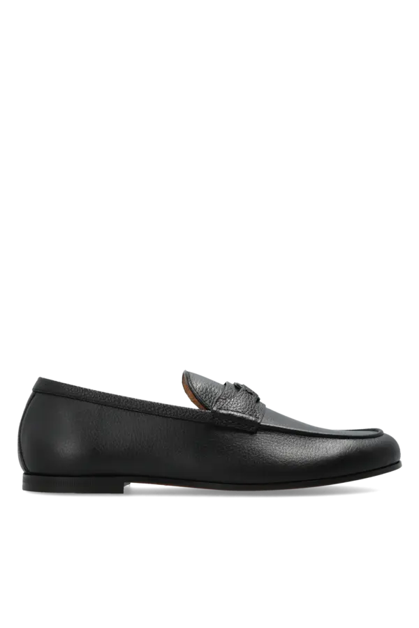 Valentino Garavani Leather Loafers With V Detail - Black