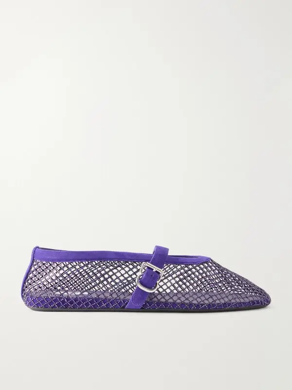Alaïa La Ballerine Suede-trimmed Mesh Ballet Flats