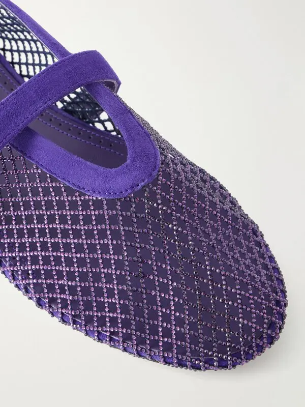 Alaïa La Ballerine Suede-trimmed Mesh Ballet Flats